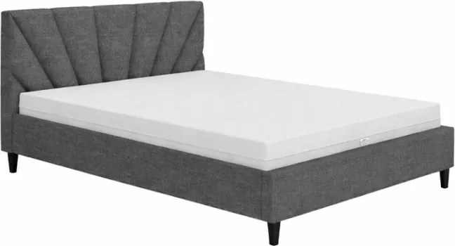 Čalouněna postel 160x200 SOLE 96 v tmavě šedé barvě s roštem ECOMATRACE