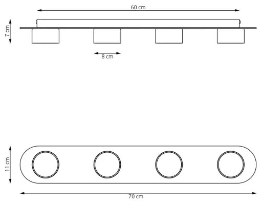 Stropní svítidlo DIAZ 4xGX53/12W/230V černá/hnědá