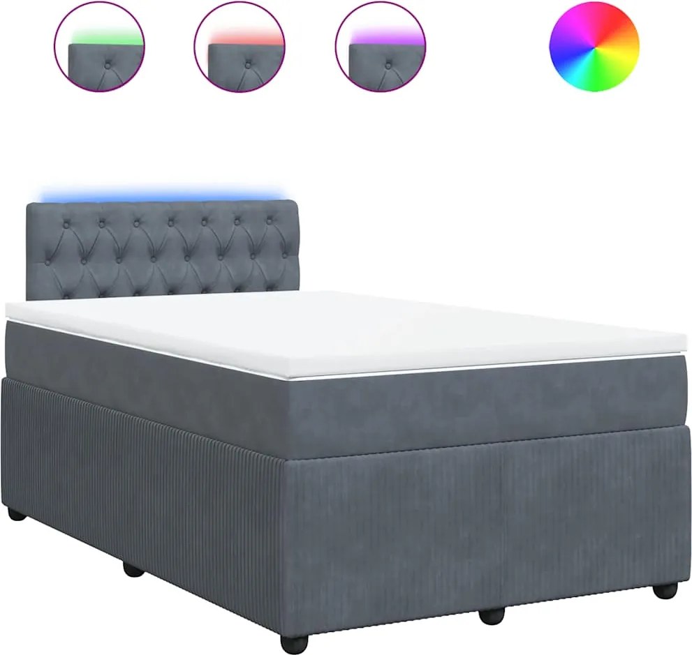 Box spring postel s matrací tmavě šedý 120x190 cm samet 3289993