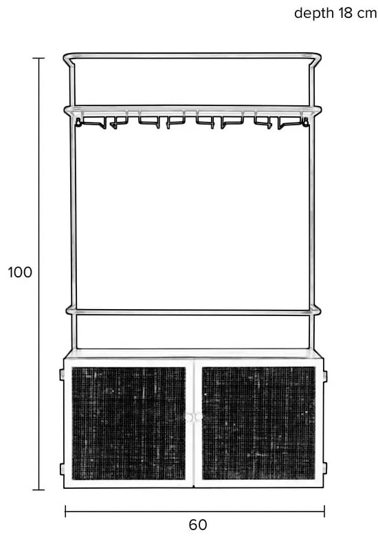 Černá ratanová vinotéka 18x100 cm Guuji - White Label