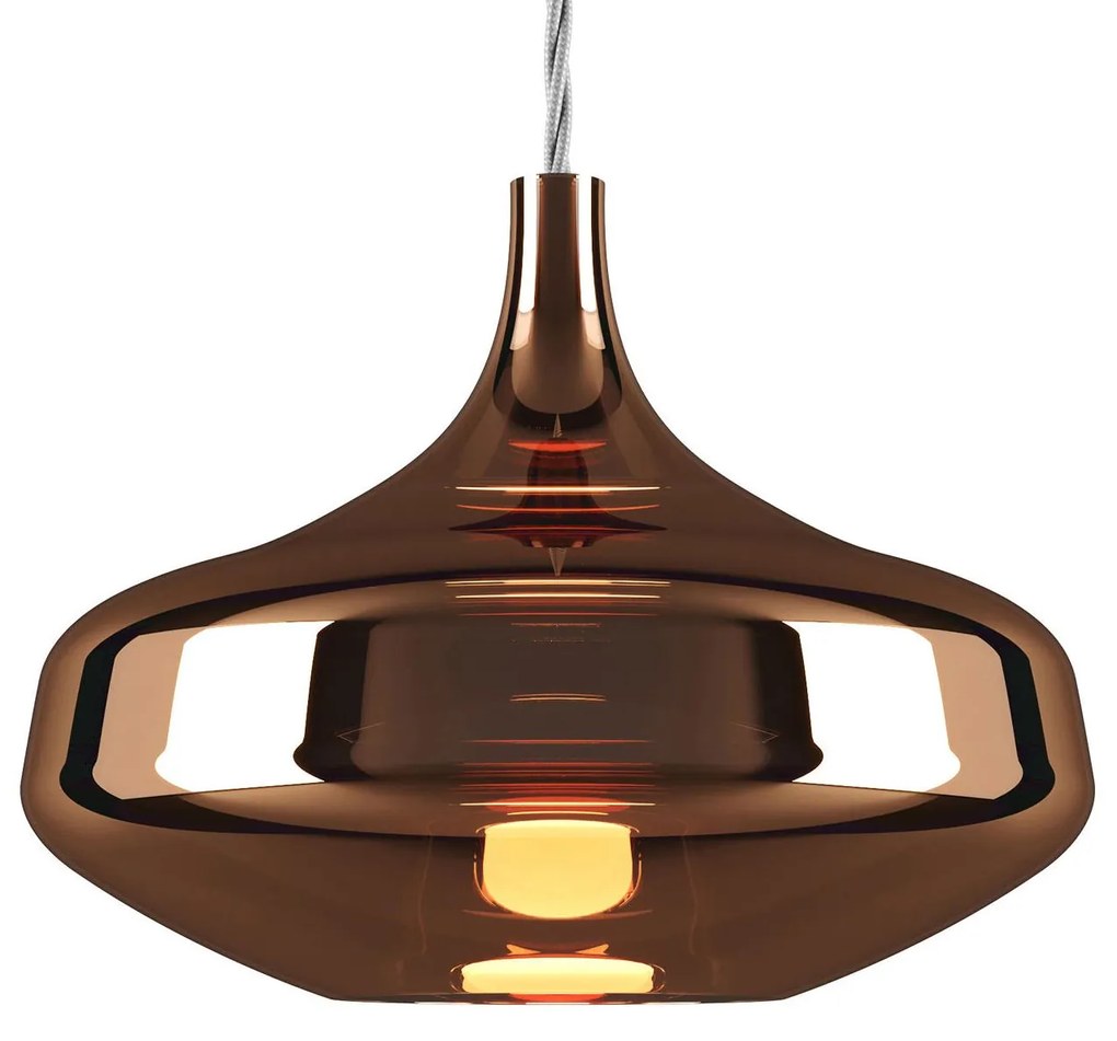 Lodes Nostalgia large glossy bronze, závěs z bronzového skla, 11W LED 2700K, prům. 28cm