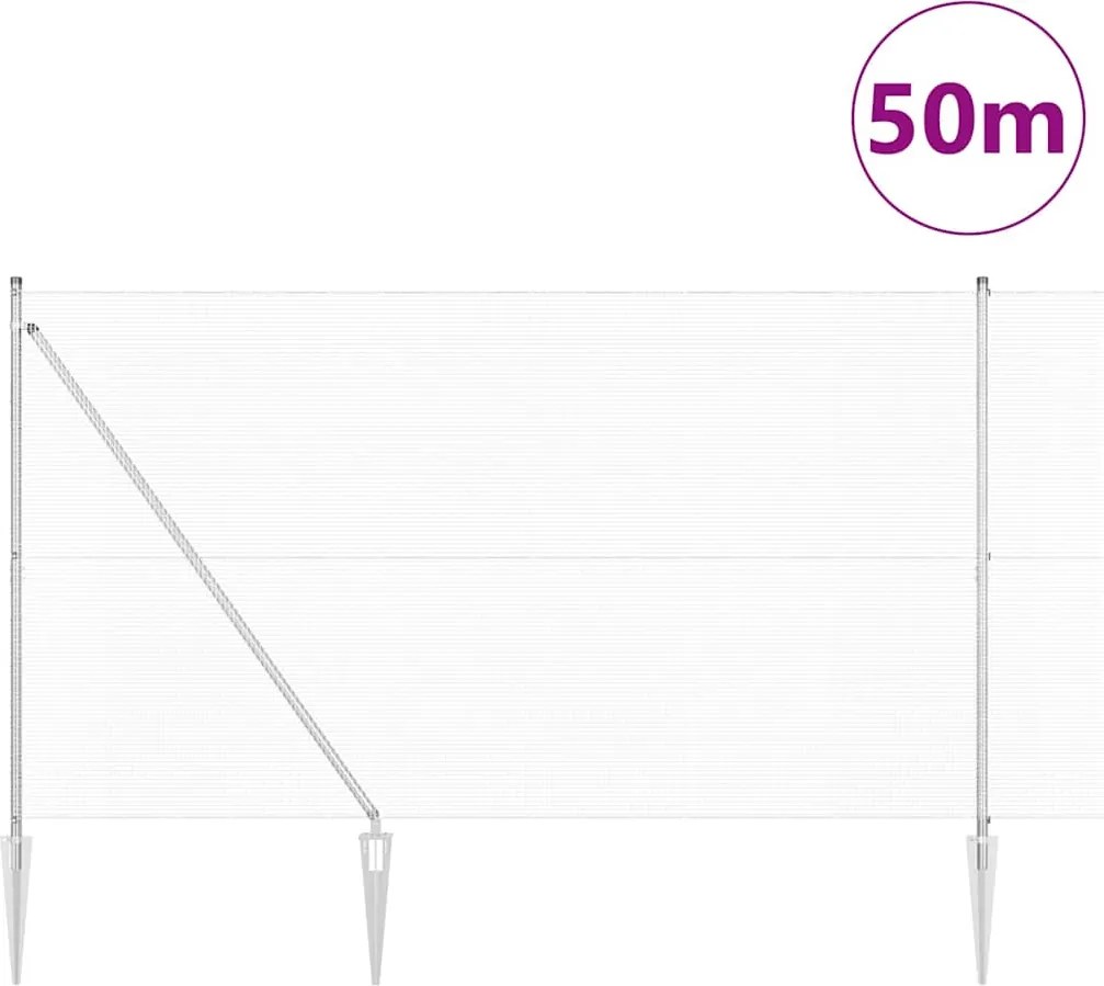 Svařované drátěné ploty s hroty 50 x 1,5 m Pozinkovaná ocel 3352008