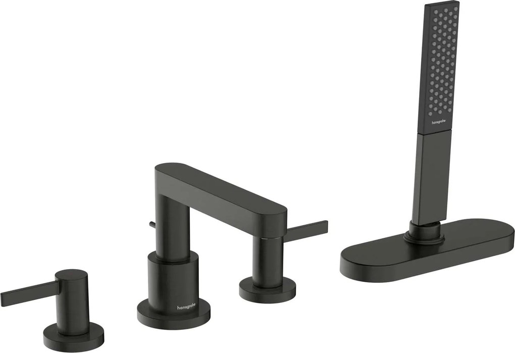 Hansgrohe Finoris - Baterie na okraj vany, 4-otvorová instalace, sBox, kartáčovaný černý chrom 76444340