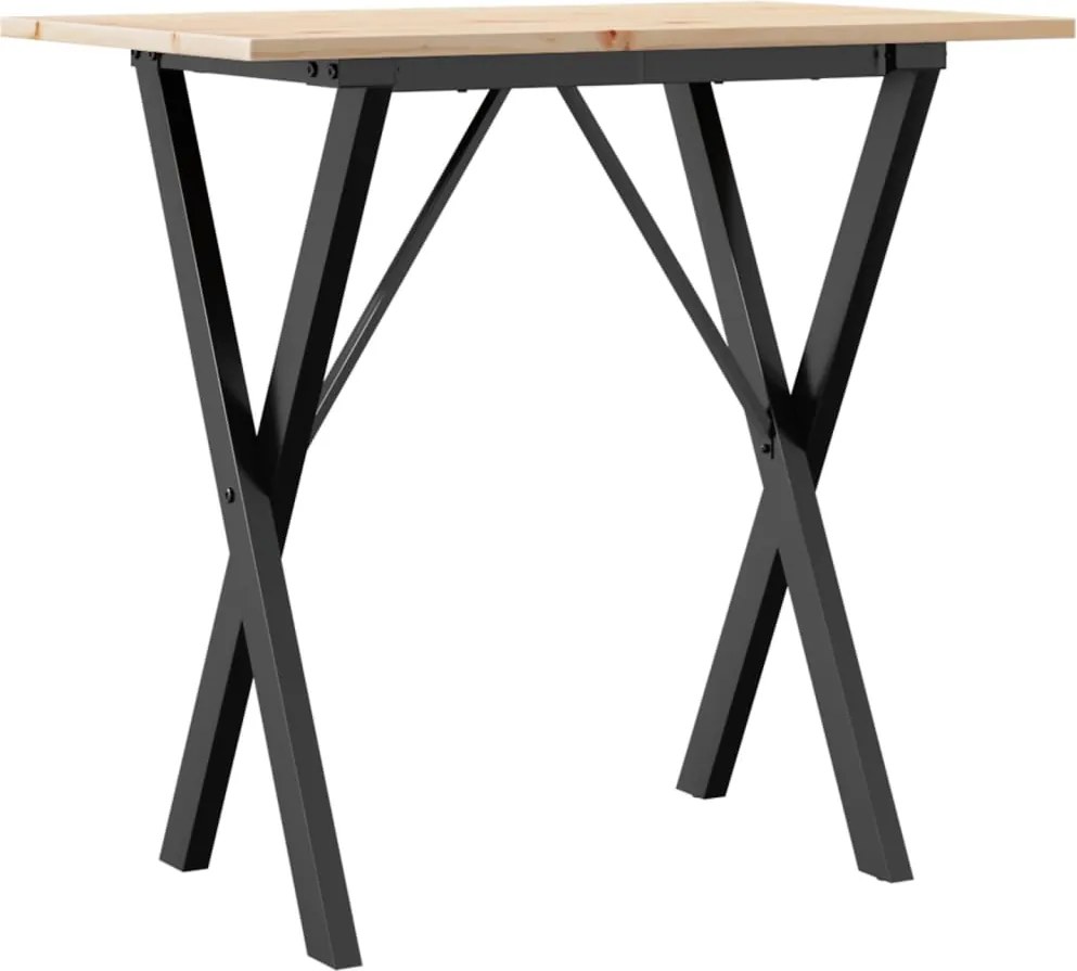 Jídelní stůl s X rámem 80 x 50 x 75 cm borové dřevo a ocel 3282694