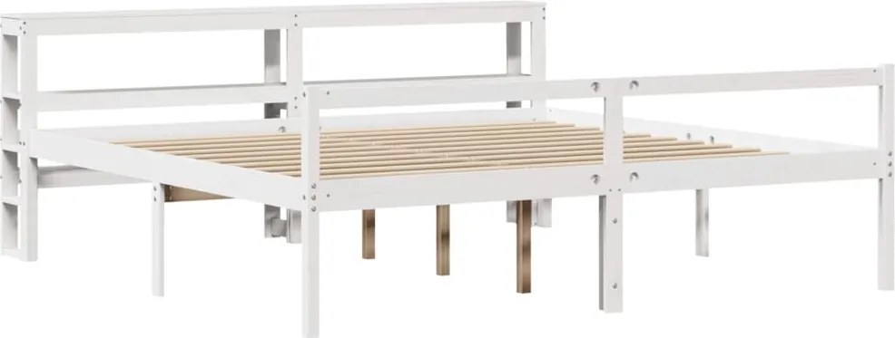 Postel s čelem pro seniory bílá 200 x 200 cm masivní borovice 3305874