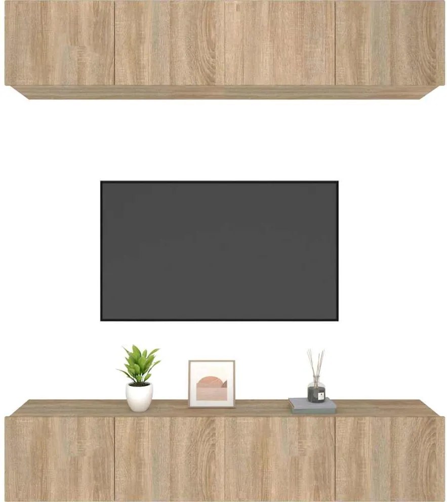 TV skříňky 4 ks dub sonoma 80 x 30 x 30 cm kompozitní dřevo 3114184