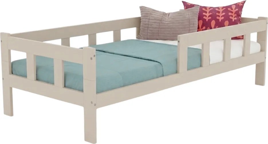 Benlemi Dřevěná jednolůžková postel FENCE 4v1 se zábranou Zvolte barvu: Nelakovaná, Zvolte rozměr: 140x200 cm, Zvolte zábranu: S jednou zábranou vlevo