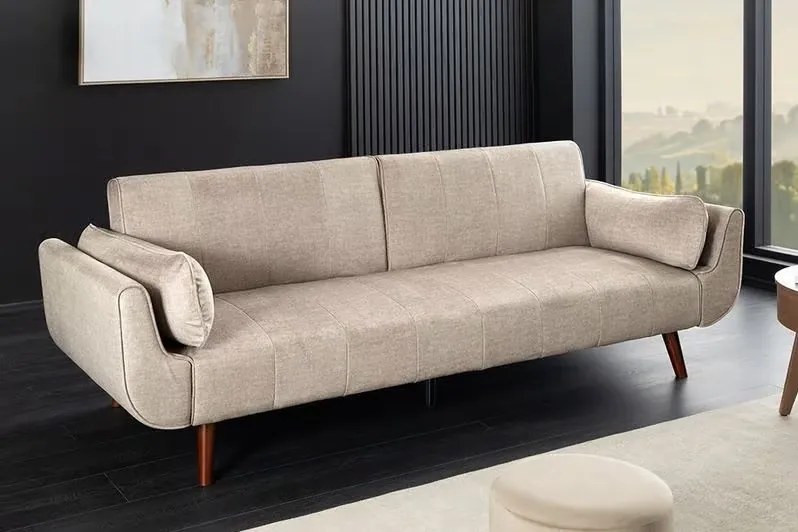 Designová rozkládací pohovka Amiyah 220 cm šampaňský samet