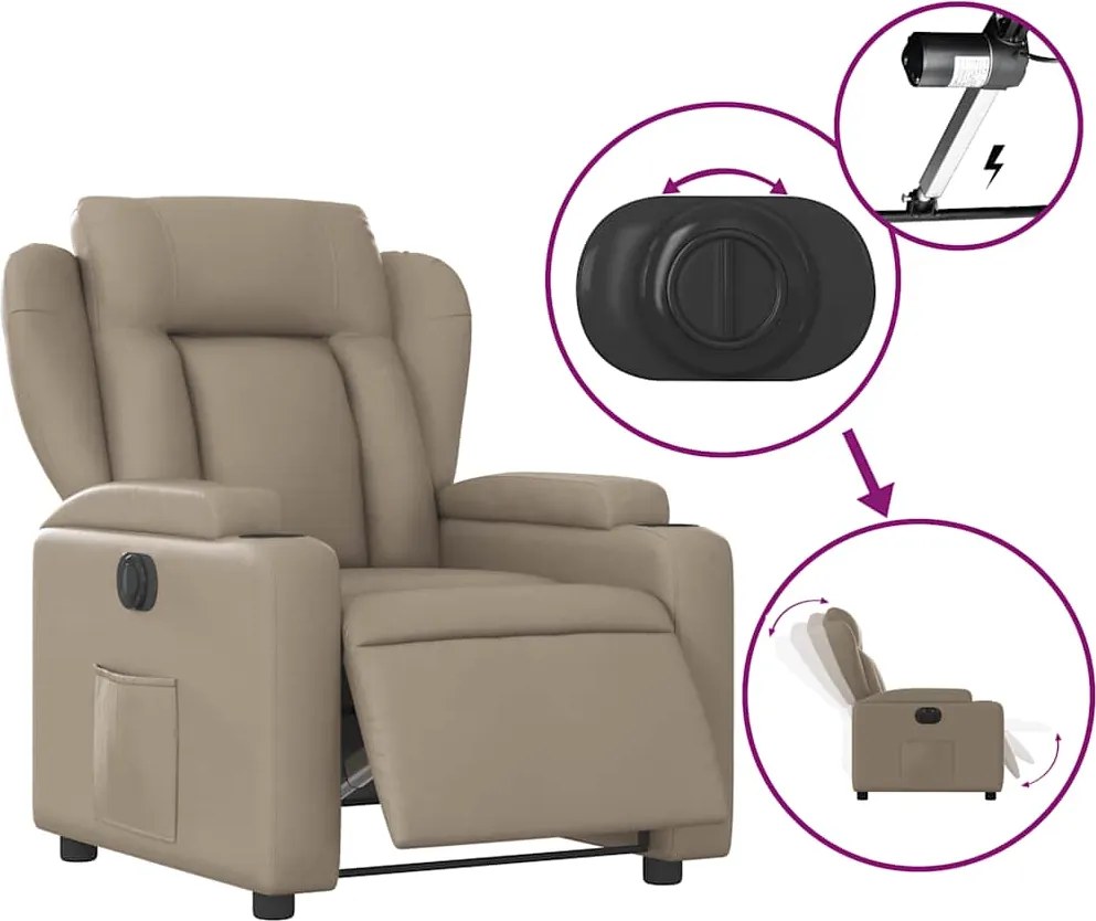 Elektrické polohovací křeslo cappuccino umělá kůže 3204536