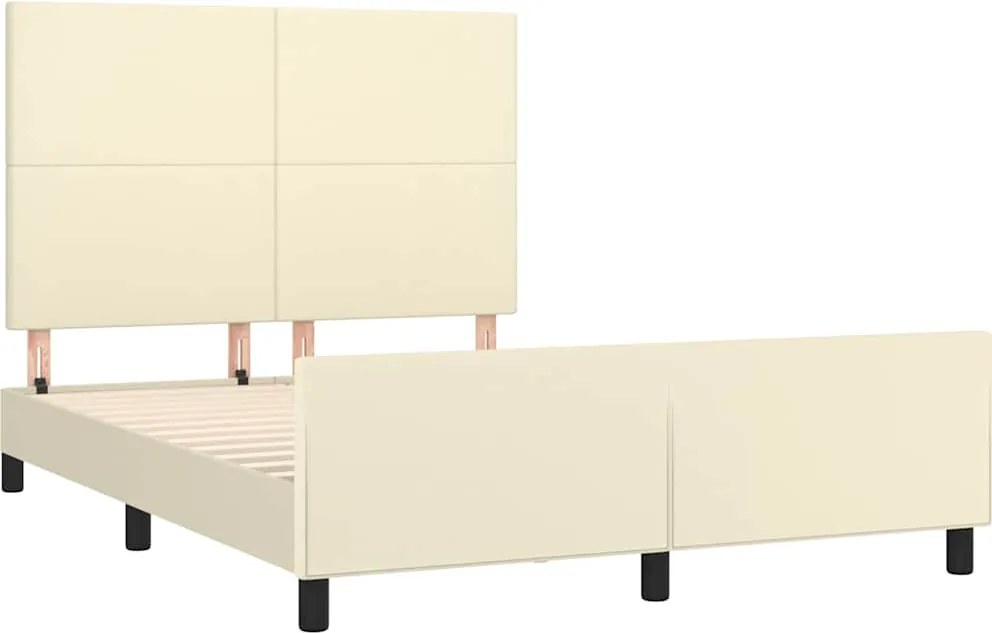 Rám postele s čelem krémový 140x190 cm umělá kůže 3125447