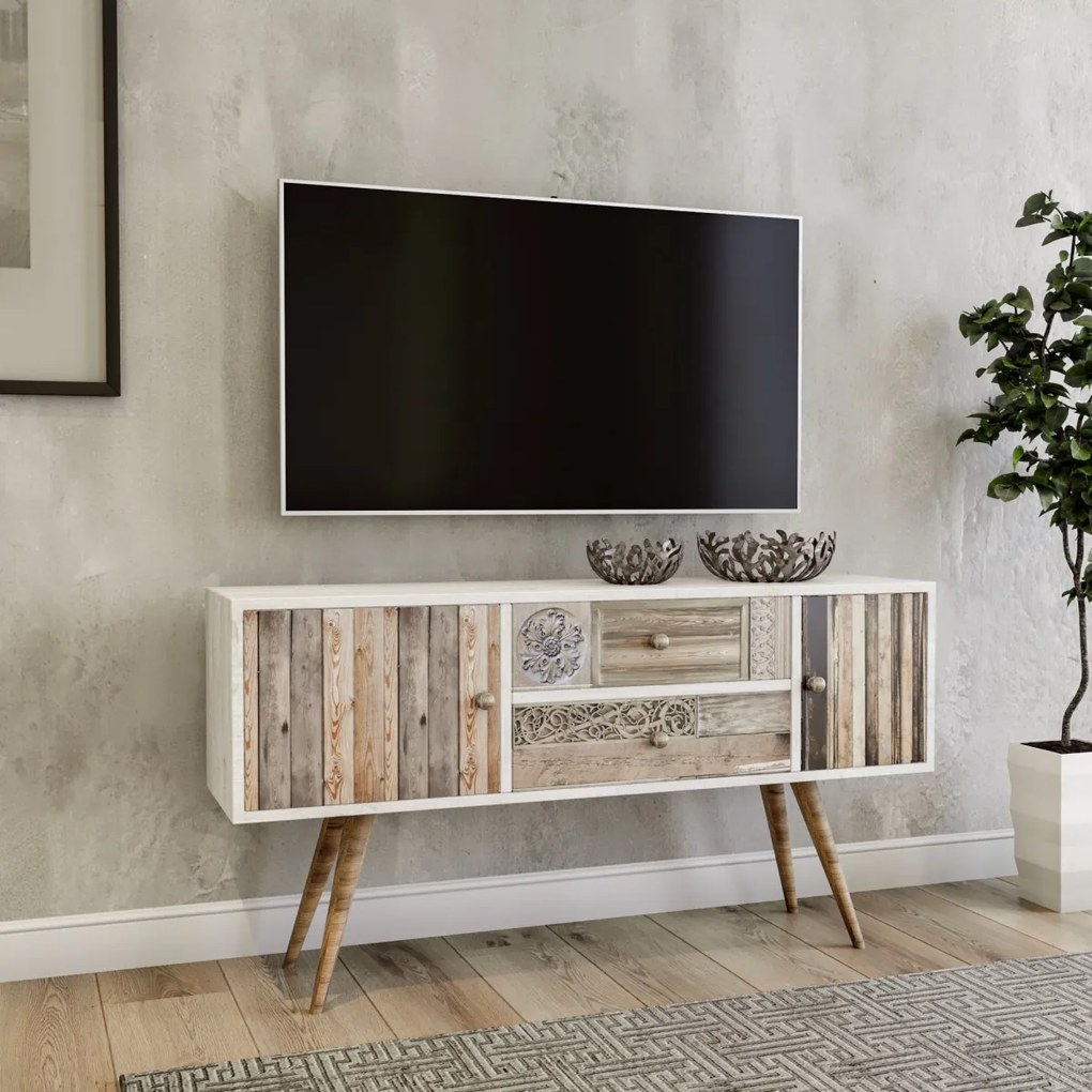 TV stolek ODENSE 122 cm bílý/ořech