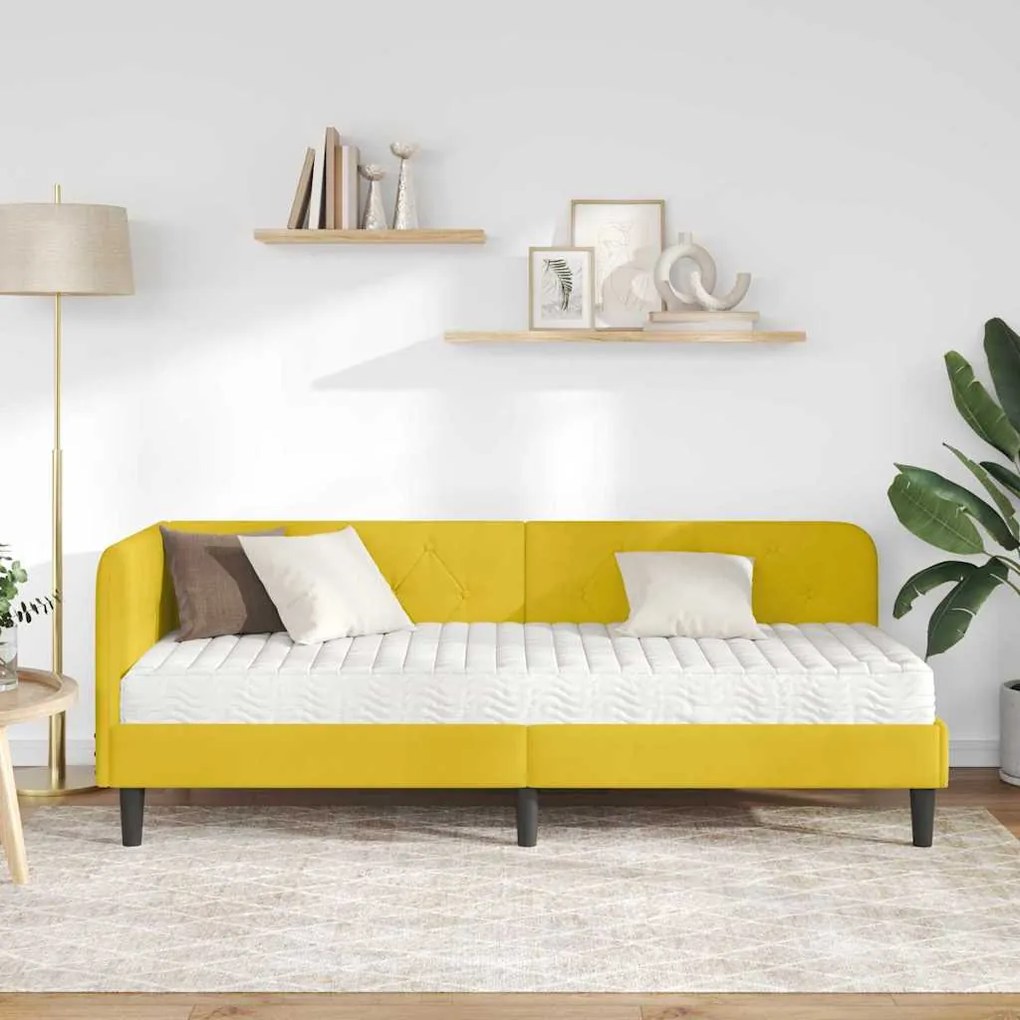 Rohový rám postele Žlutá 80 x 200 cm samet 3394140