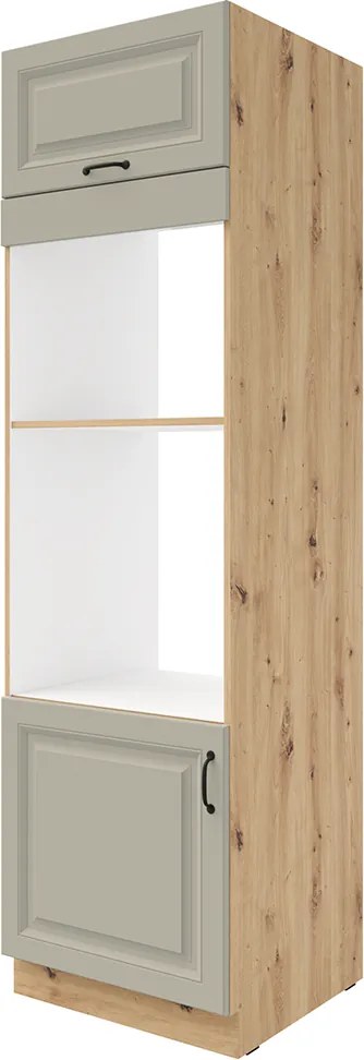 STILO ac | vysoká skříňka 60 DPM-210 2F na vestavnou troubu a mikrovlnku | 60 cm | UNI dvířka | artisan/světle šedá