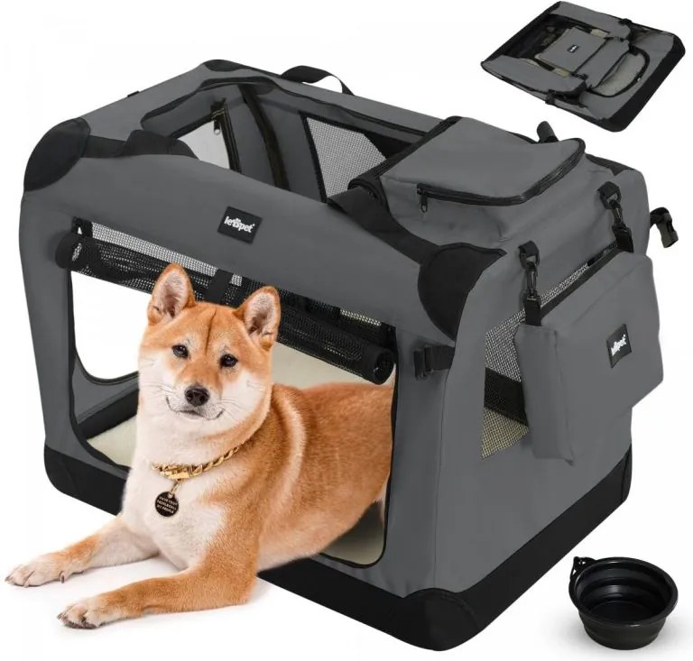 Leopet Přepravní box pro psy L, 70 x 52 x 52 cm, antracit