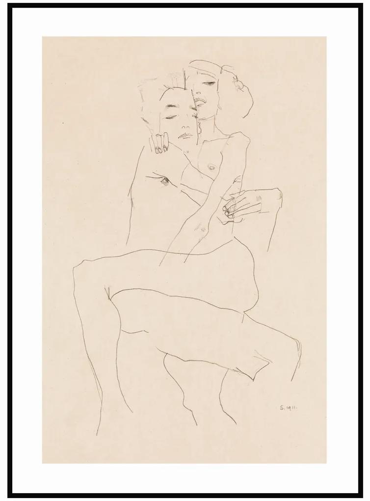 Plakát Egon Schiele - Objímající se nahý pár 30 x 40 cm