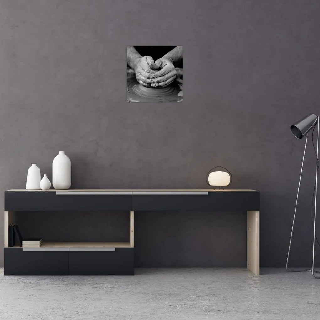 Černobílý obraz - výroba keramiky (30x30 cm)