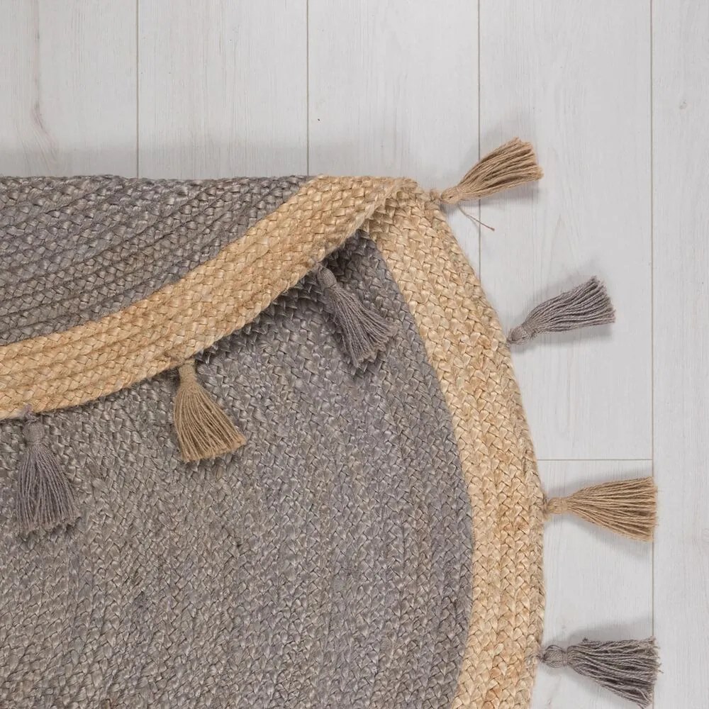 Flair Rugs koberce Kusový koberec Lunara Jute Circle Grey ROZMĚR: 150x150 (průměr) kruh