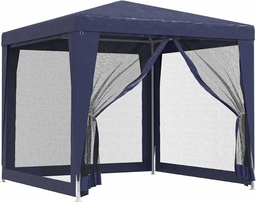 Party stan se 4 síťovanými bočnicemi modrý 2,5 x 2,5 m HDPE 319222