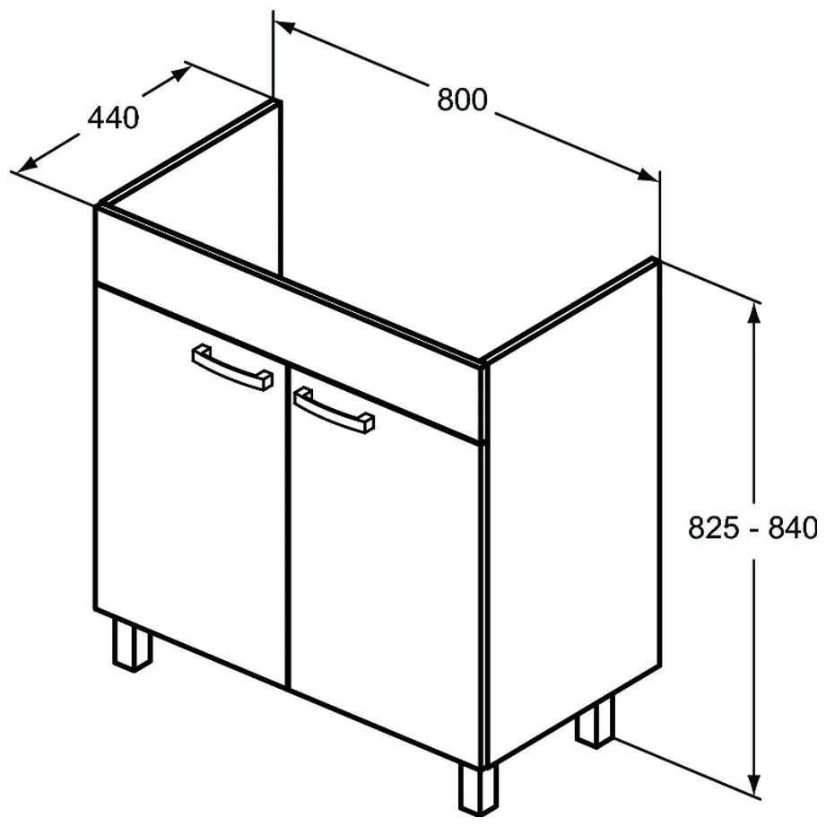 Ideal Standard Tempo - Skříňka pod umyvadlo 800 mm (2 dvířka), Dub pískový, E3241OS