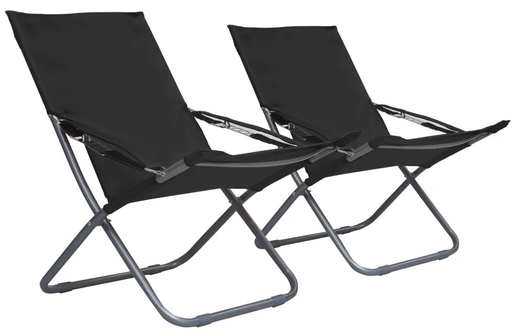 vidaXL Skládací plážové židle 2 ks textil černé