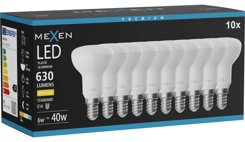 Mexen Nova 10x LED žárovka E14, R50, 6W, Teplá - 3000K, 630 lm - L103-E14-0630-01x10