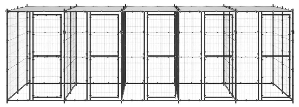 vidaXL Venkovní psí kotec se střechou ocel 12,1 m²