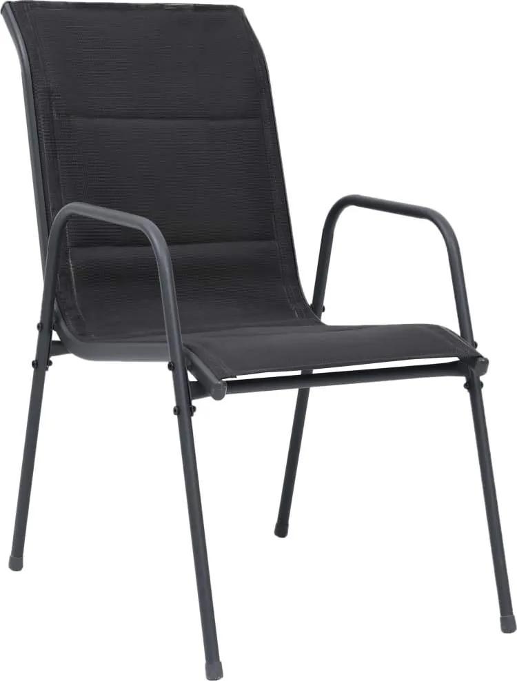 vidaXL Stohovatelné zahradní židle 2 ks ocel a textilen [313072] Barva: Černá