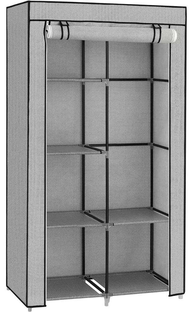 Šatní skříň modulární, se 6 úrovněmi, netkaná textilie, šedá