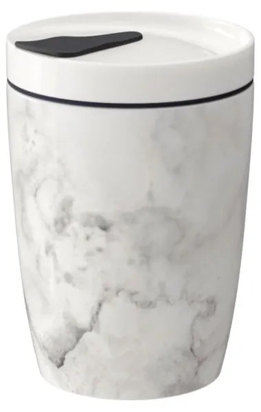 Šedo-bílý porcelánový cestovní hrnek Villeroy &amp; Boch Like To Go, 290 ml