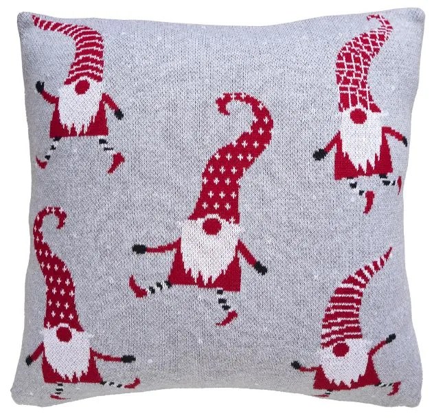 SCANquilt pletený povlak DESIGN elfíci šedočervená 45 x 45 cm