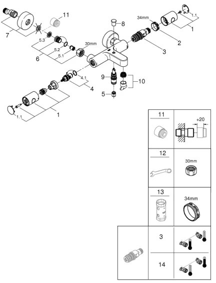 GROHE 34774000 - Termostatická vanová baterie PRECISION GET DN 15 lesklý chrom