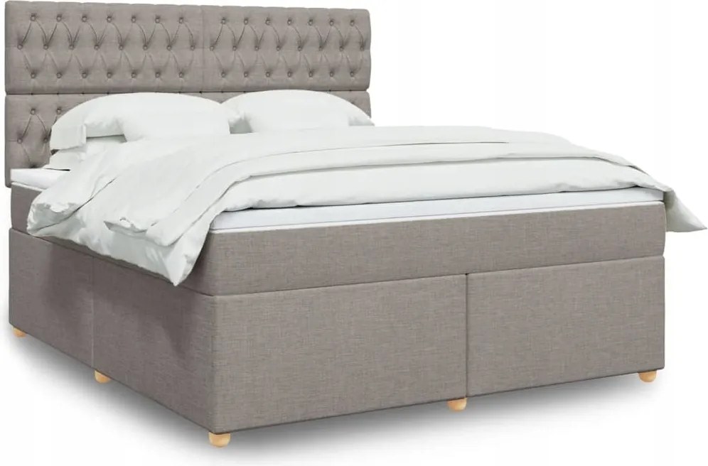 Box Spring Postel S Matrací Textil Taupe Prošívaný design 180 x 200 cm