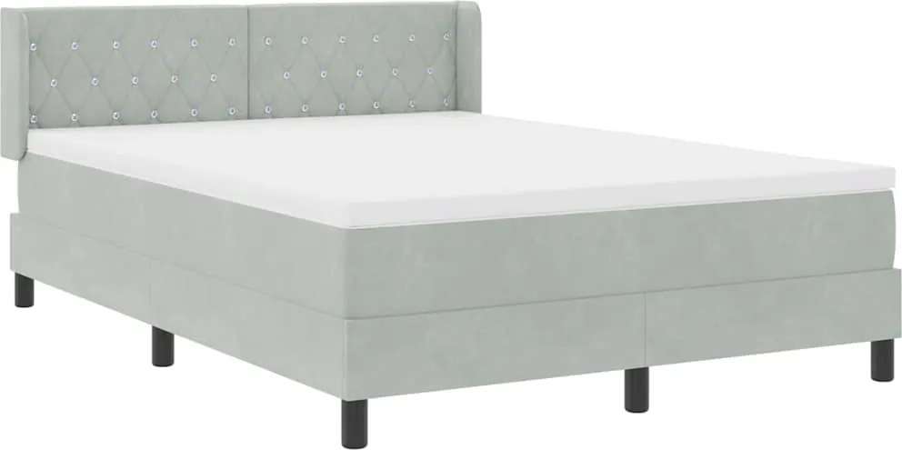 Postel s boxspringem s čelo Světle šedá 190 x 140 cm samet 3341408