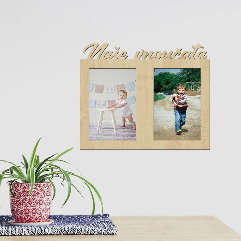 dřevo života Dřevěný fotorámeček Naše vnoučata Zvolte barvu dekoru: Bílá, Zvolte velikost fotografie (cm): 13x18, Počet fotorámečků: 2