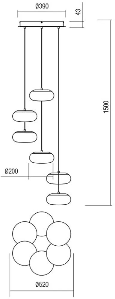 Redo 01-2235 závěsné LED svítidlo Ubis pískově bílé, 6L, 72W, 3000K, 4000K, 5000K, ø52cm