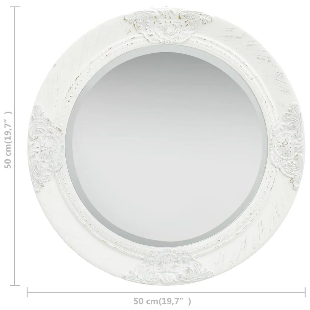Nástěnné zrcadlo barokní styl 50 cm bílé - Default Title
