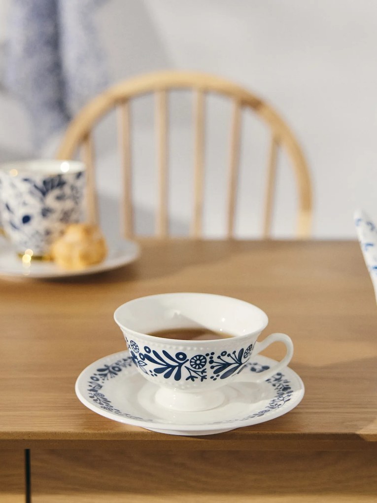 Sinsay - Šálek s podšálkem s rostlinným vzorem - vícebarevná