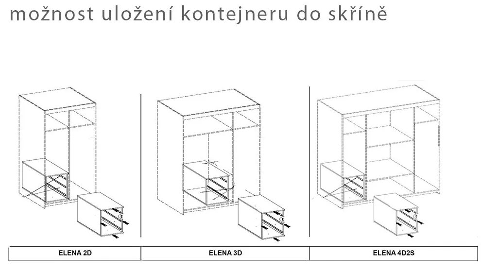 Kontejner do skříně ELENA | 38,6 cm | bílá