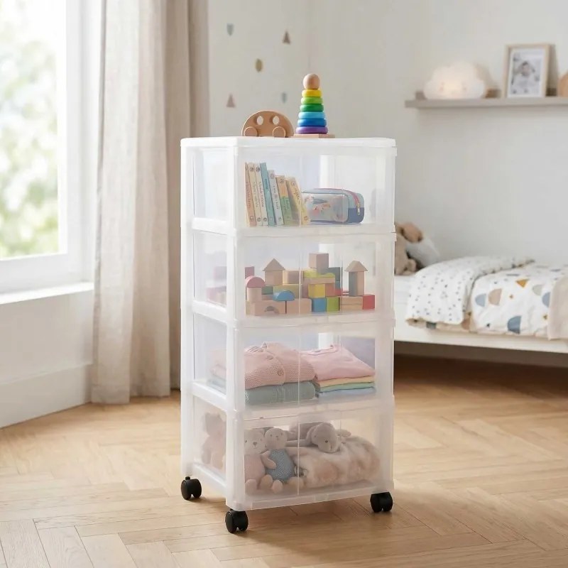SUNDIS Úložný box se 4 zásuvkami, transparentní, ORGAMIX - MAXI