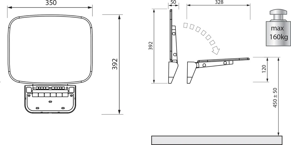 Polysan Polysan, SAAP sklopné sprchové sedátko 35x32,8cm, bílá, CW1110W