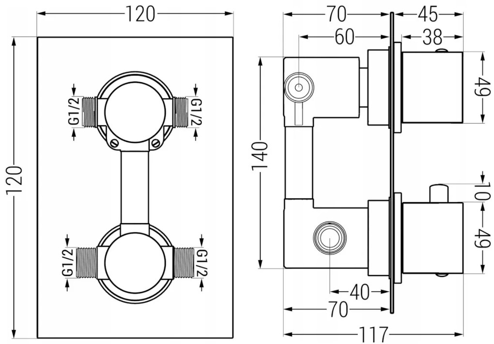 Mexen Cube DR02 podomítkový sprchový set s dešťovou sprchou 40x40 cm (6v1), chromová, 77502DR0240-00