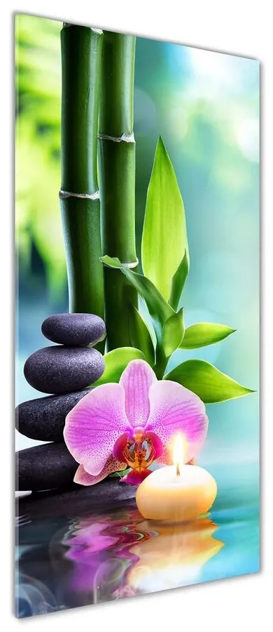 Wallmuralia Fotoobraz na skle Orchidej a bambus 50x125 cm