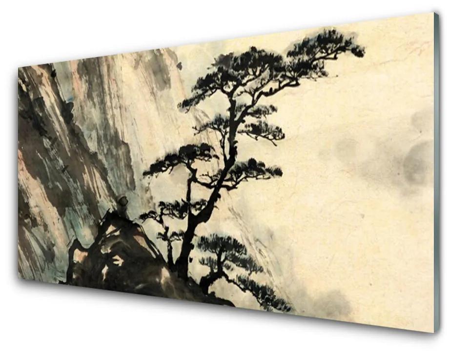 Obraz na skle Malovaný Strom Umění 100x50 cm