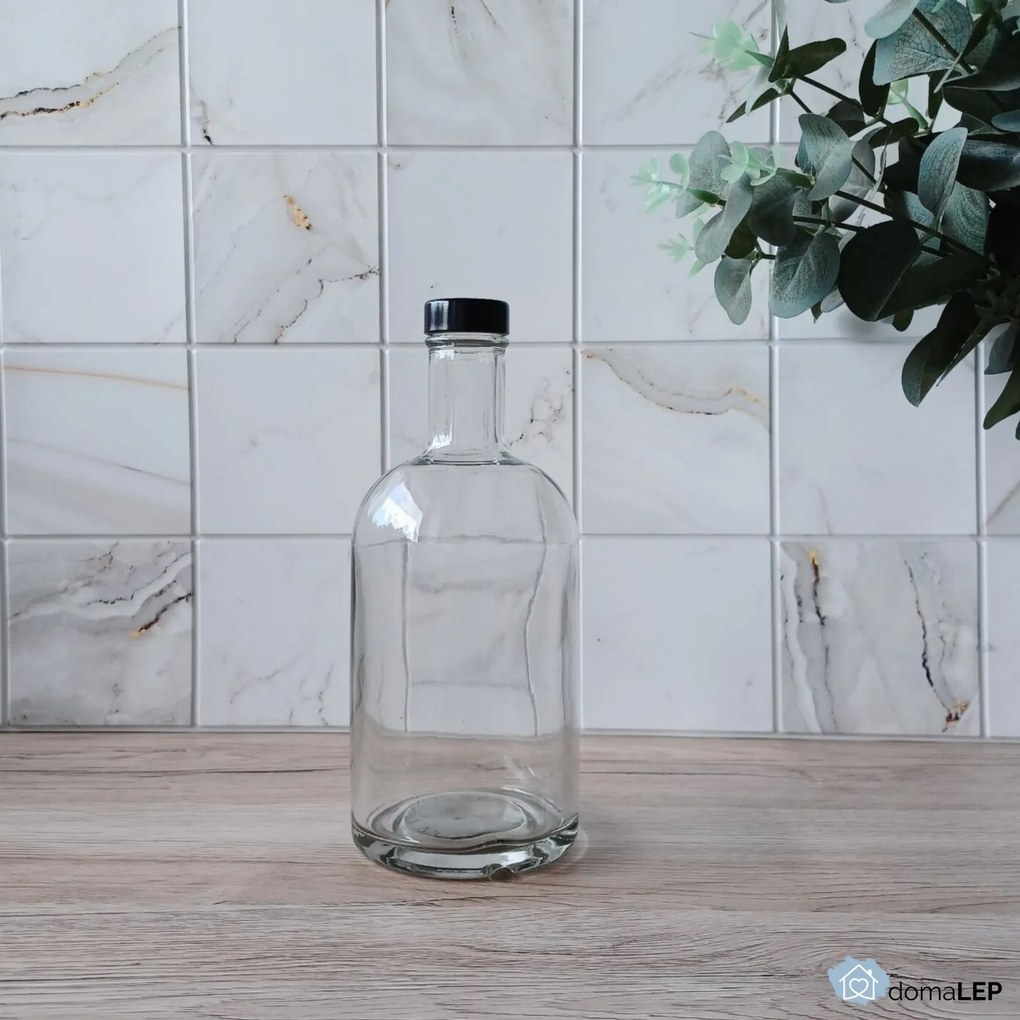 Skleněná láhev na olej 500 ml s černým uzávěrem APOLO