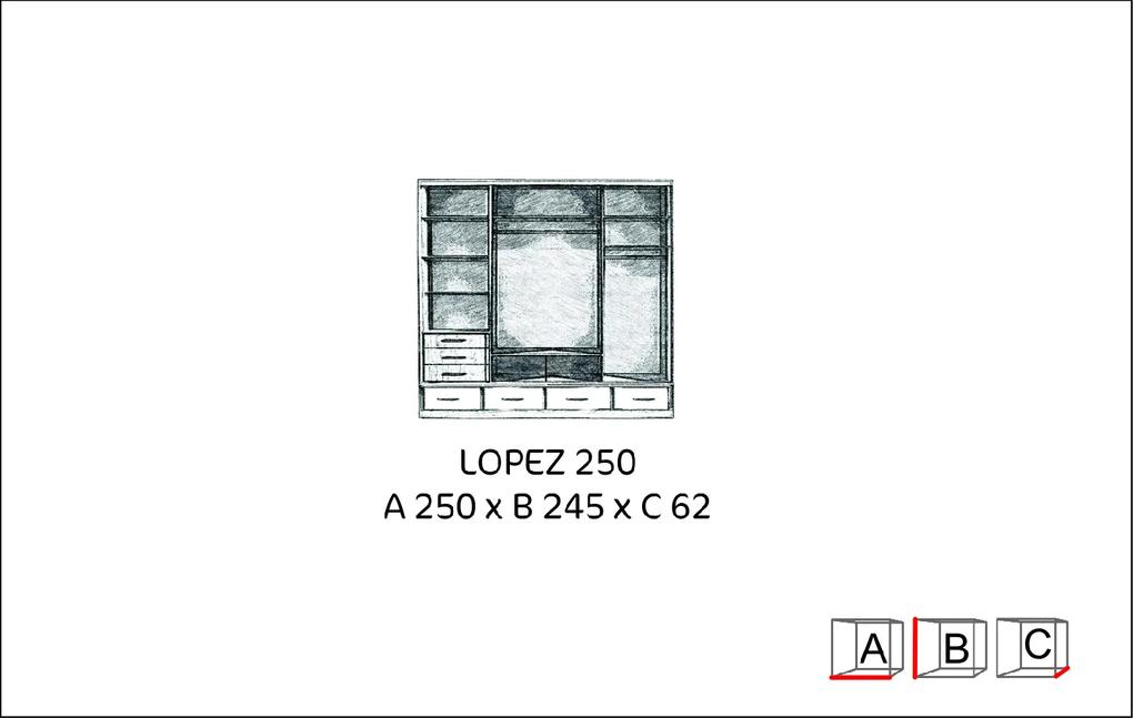 Arkos meble Skříň Lopez 250 Barva: Šedá/Bílý lesk