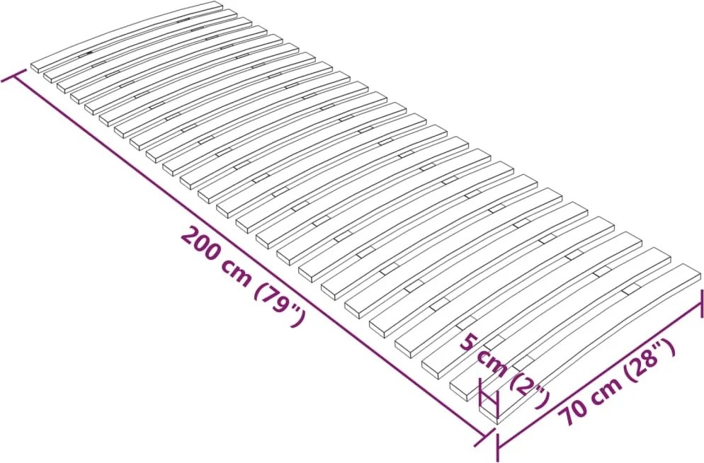 vidaXL Lamelový rošt postele s 24 lamelami 70 x 200 cm [340075]