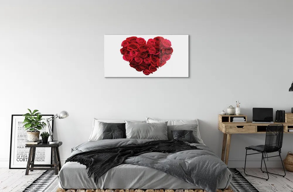 akrylový obraz Srdce z růží 100x50 cm