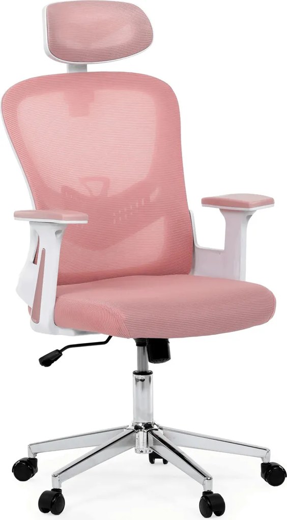 Ergonomická kancelářská židle EMILIE - růžová síťovina