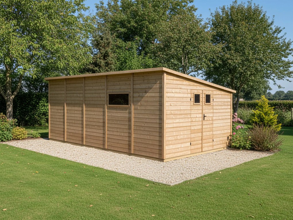 nejzahradnidomek.cz - Dřevěný domek KORTADERIA - Premium, barva natur, (3,95 × 6,45 m), R_KORTADERIA2