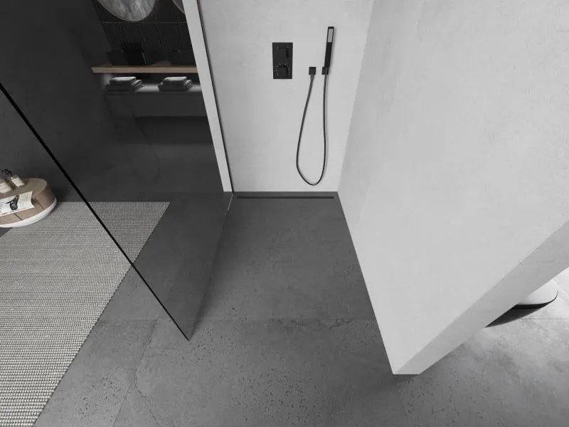 Mexen Kioto L, sprchová zástěna Walk-In 90 x 200 cm, 8mm čiré sklo, grafitový profil, 800-090-103-66-00